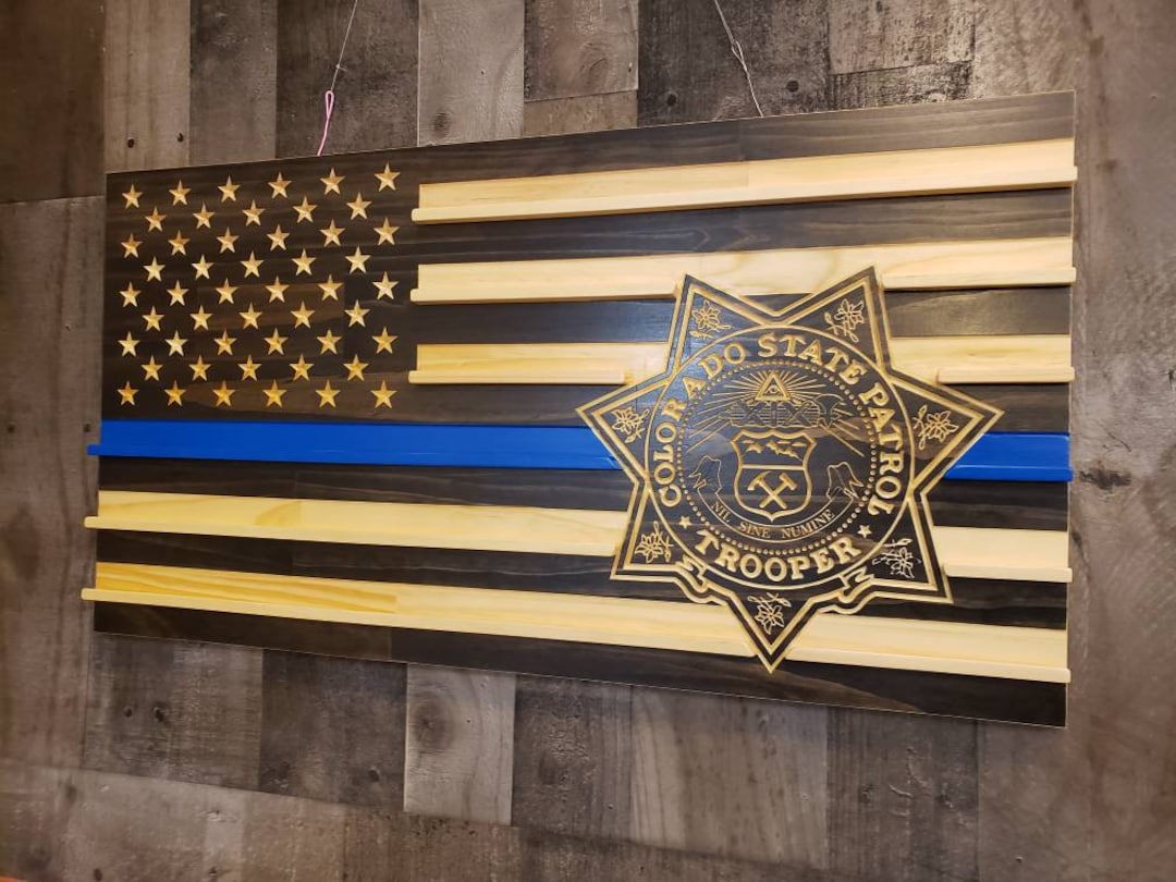 Colorado State Police Thin Blue Line Subdued American Flag - Etsy
