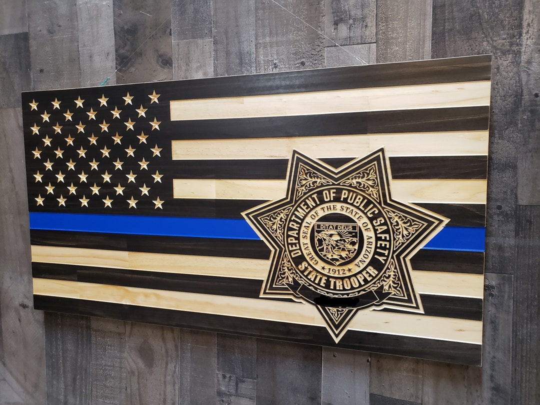 Arizona State Police Thin Blue Line Rustic American Flag - Etsy