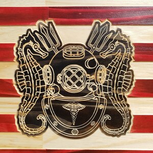 Navy Dive Medical Technician Rustic American Flag, DMT Badge, Dive Med ...