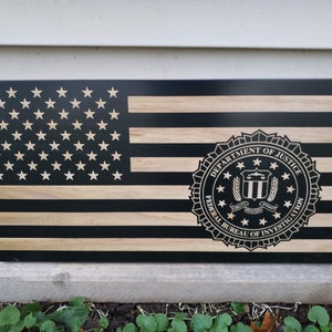 FBI Laser Engraved Wood American Flag. - Etsy