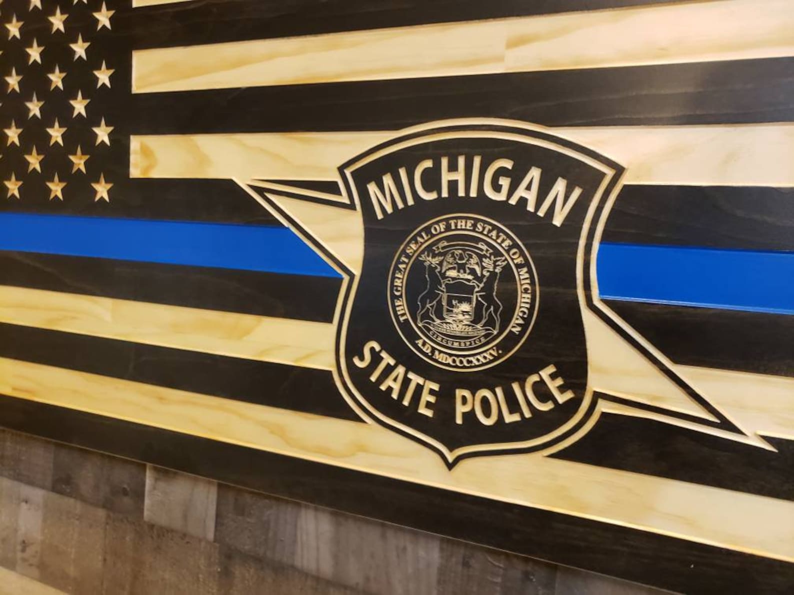 Michigan State Police Thin Blue Line Subdued American Flag - Etsy