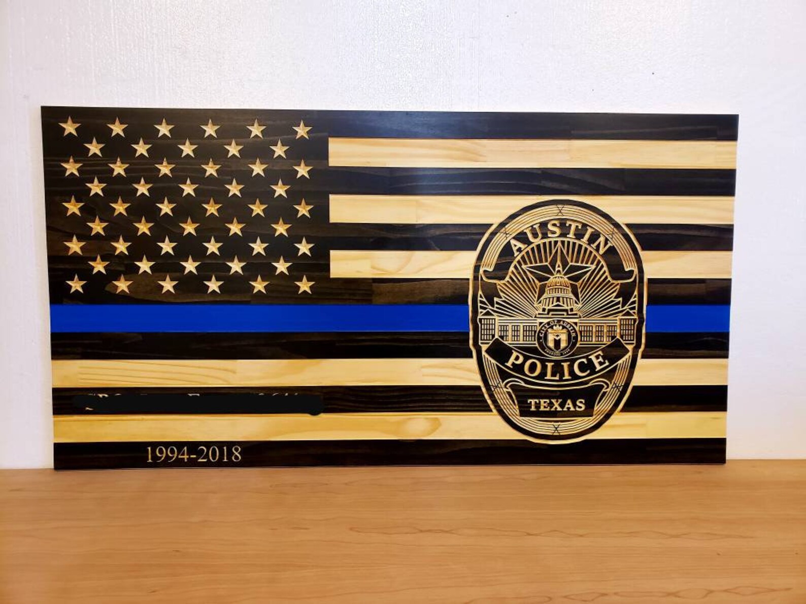 Austin Police Department Thin Blue Line American Flag in | Etsy
