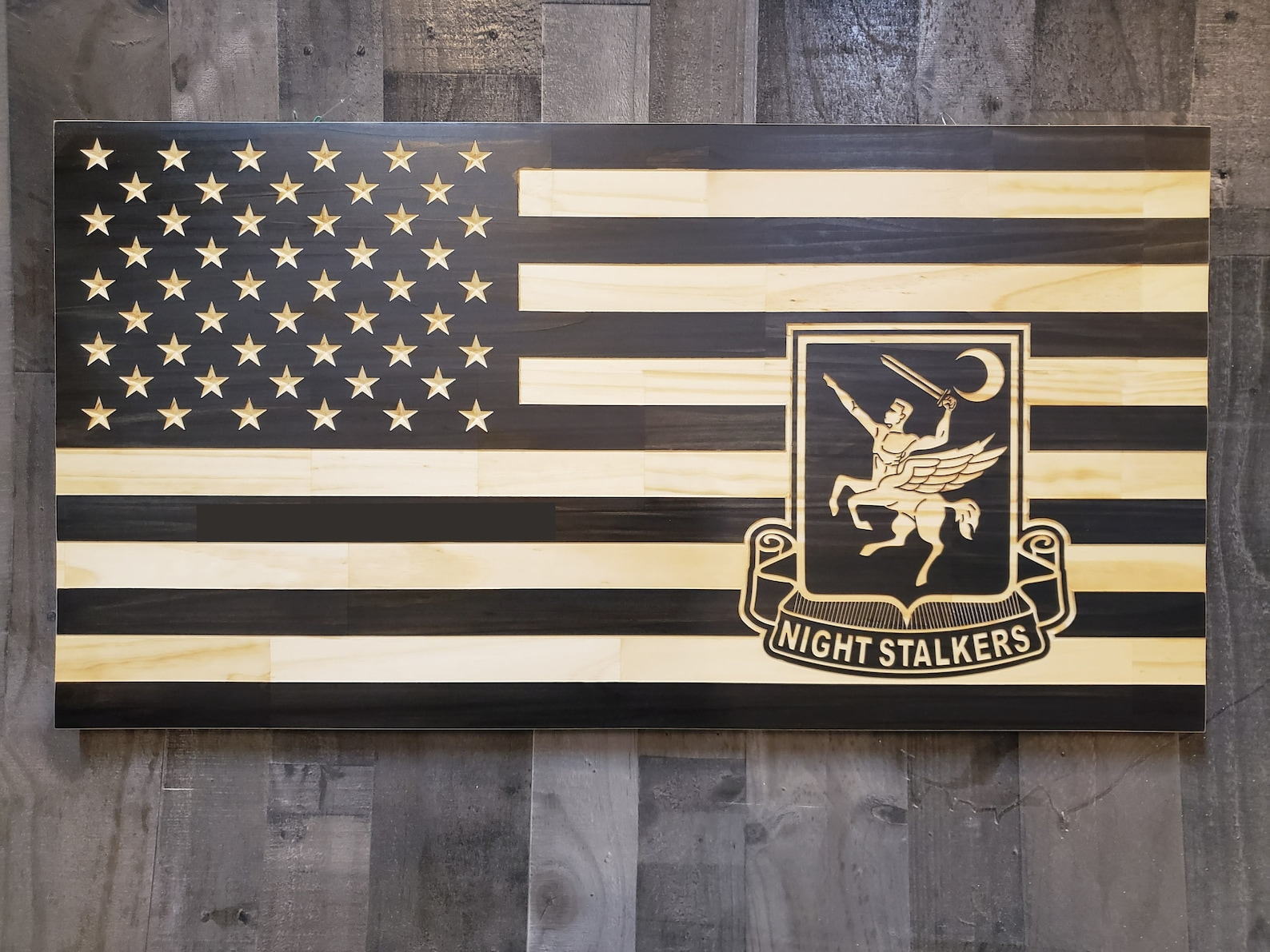 160th SOAR Night Stalkers Subdued Black American Flag. - Etsy