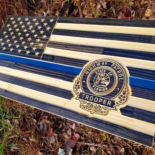 Subdued Florida State Highway Patrol Thin Blue Line Flag - Etsy