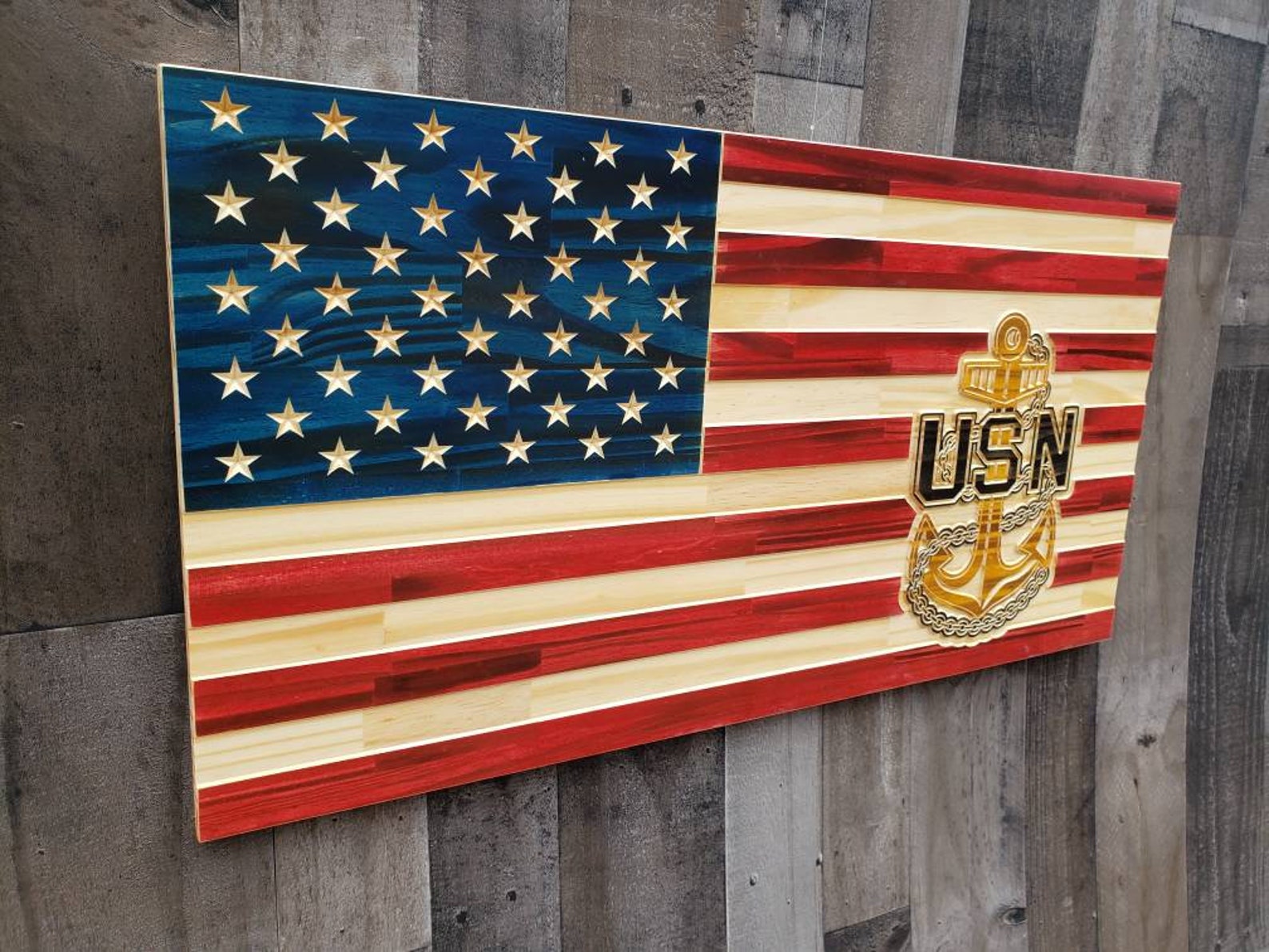 Navy Chief Senior Chief Master Chief Rustic American Flag | Etsy