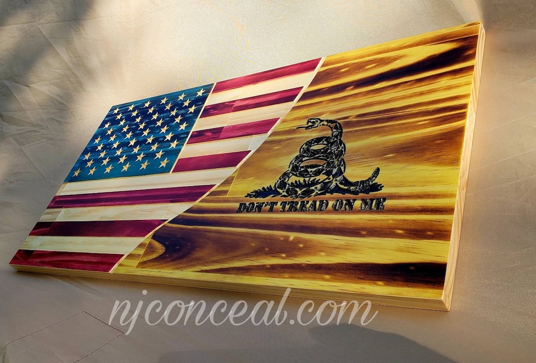 US / Gadsden Split Rustic Wood Flag - Etsy