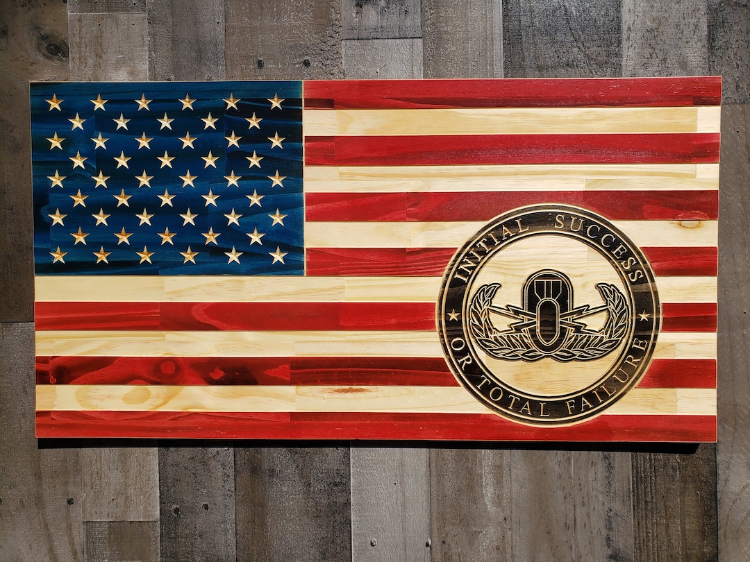 EOD Badge American Flag: Rustic Wooden Explosive Ordnance Disposal - Etsy