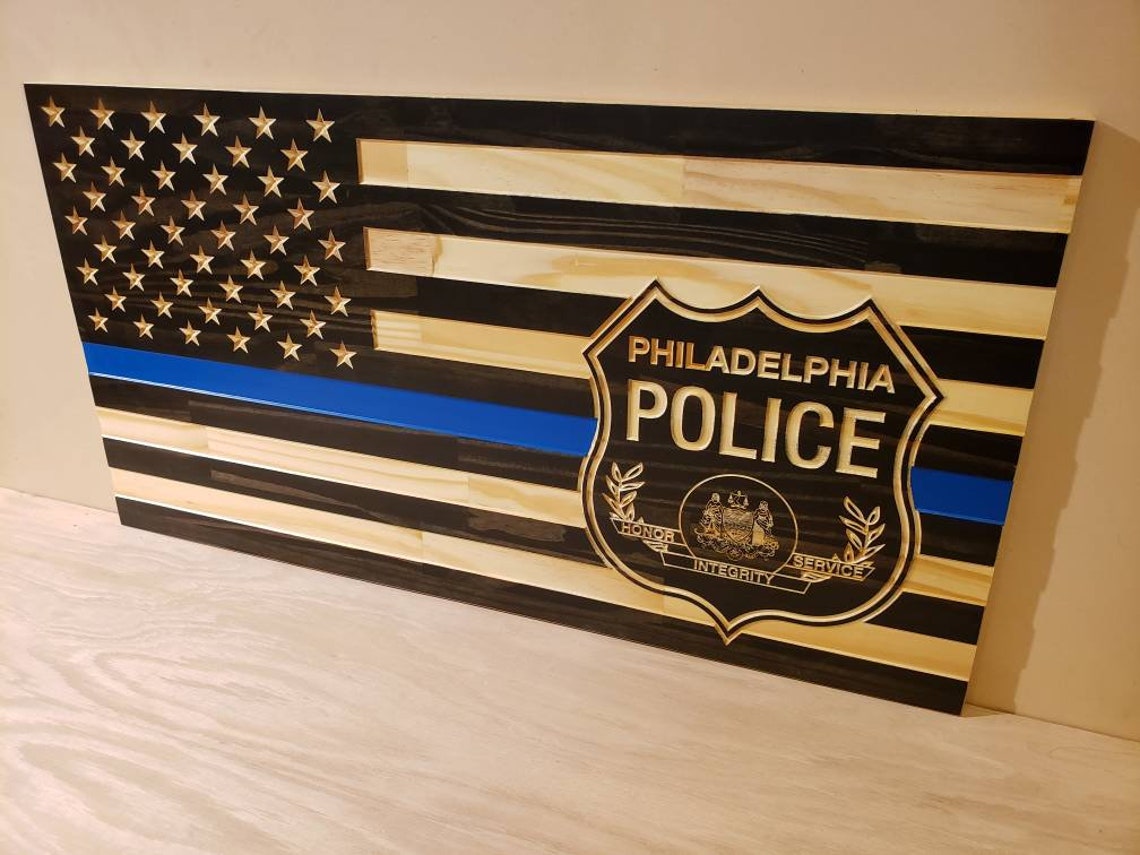 Philadelphia Police Thin Blue Line Subdued American Flag - Etsy