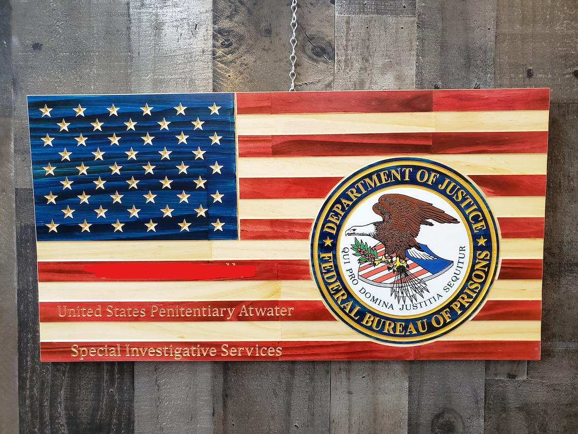 Federal Bureau of Prisons American Wood Flag. Federal BOP Flag | Etsy