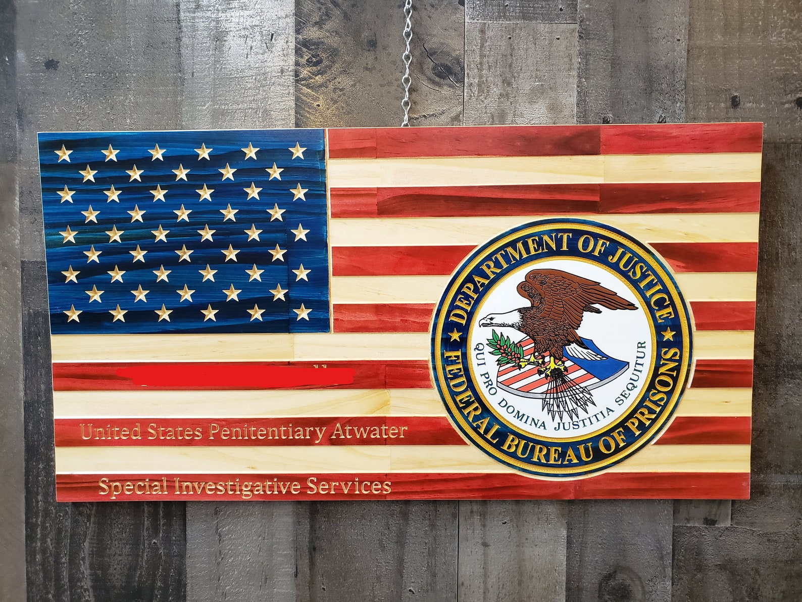 Federal Bureau of Prisons American Wood Flag. Federal BOP Flag - Etsy