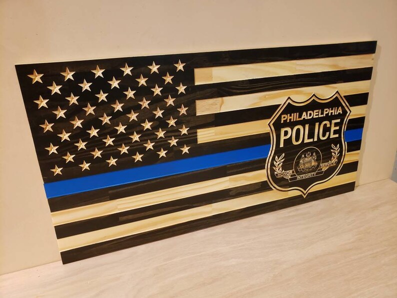 Philadelphia Police Thin Blue Line Subdued American Flag - Etsy