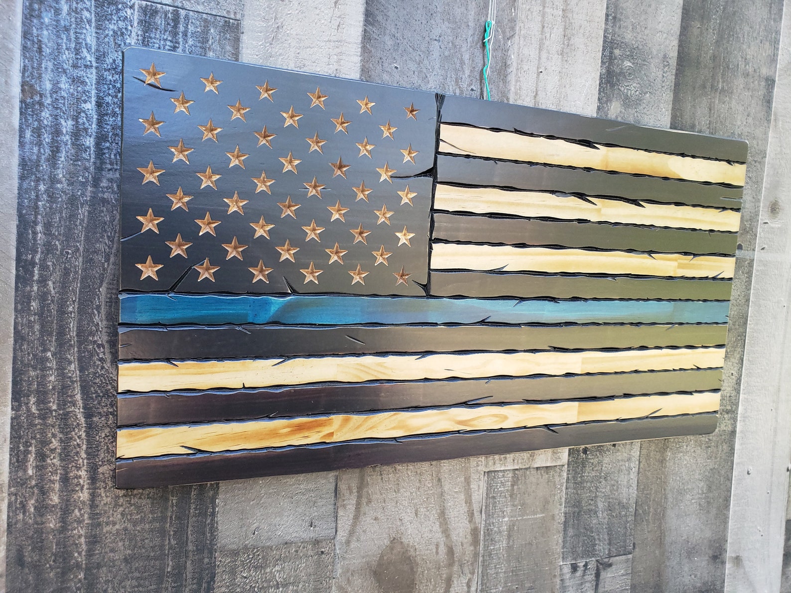 Tattered Thin Blue Line Police Flag Plain - Etsy