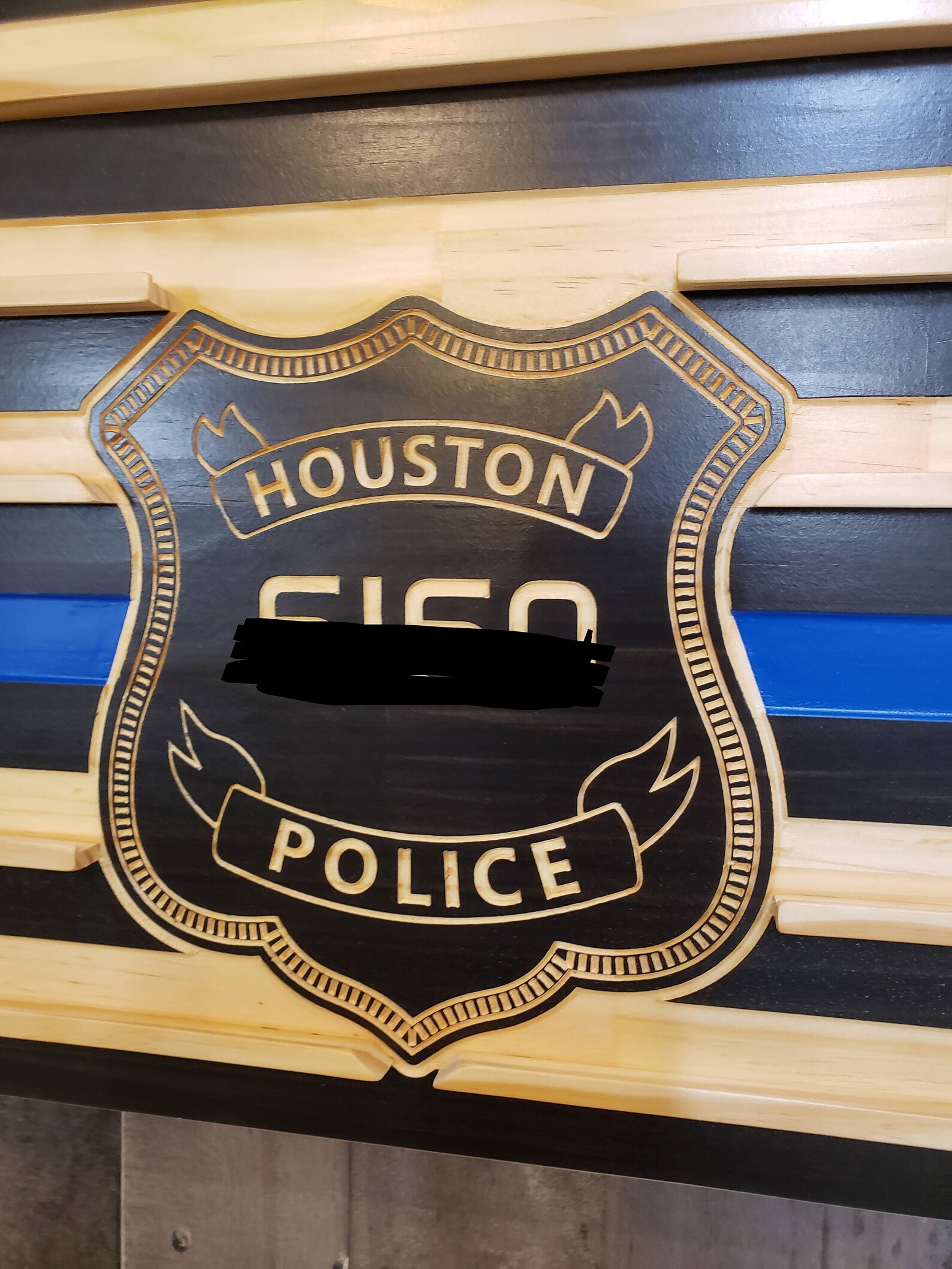 Houston police department thin blue line Subdued American flag | Etsy
