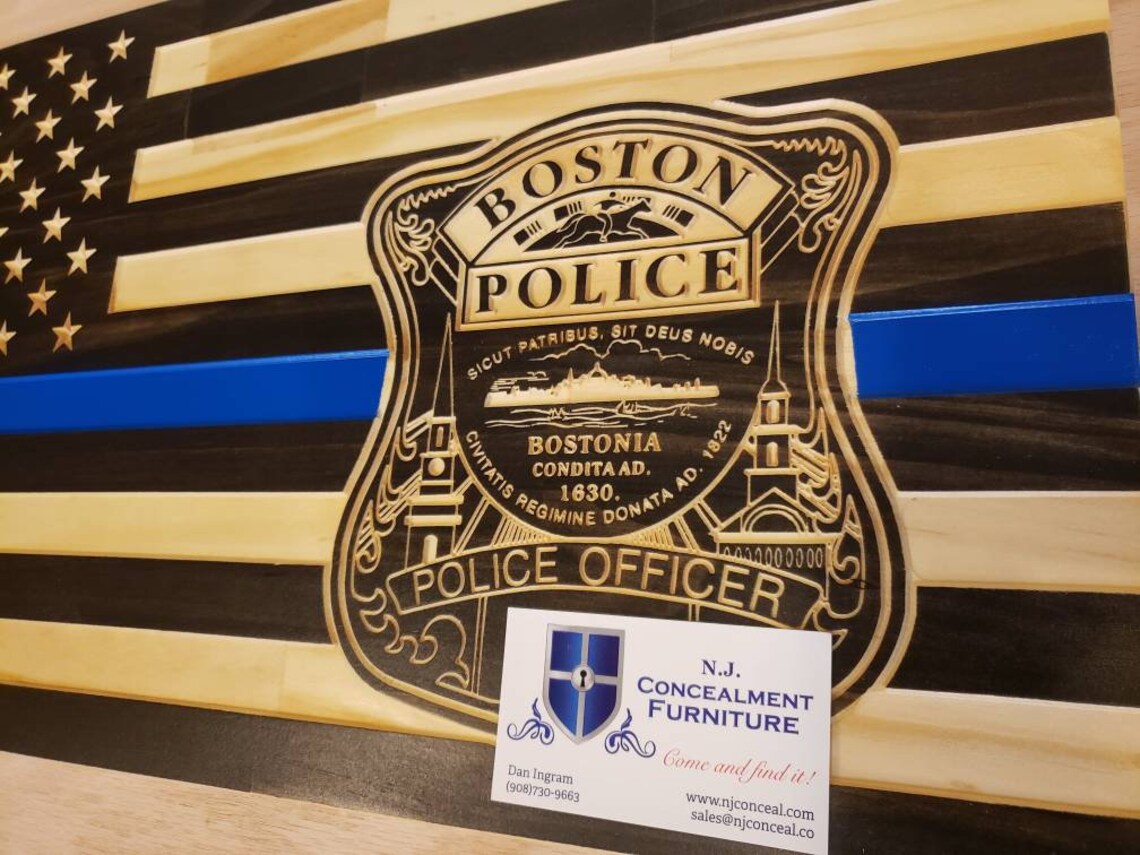 Boston Police Department Thin Blue Line Subdued American Flag, - Etsy