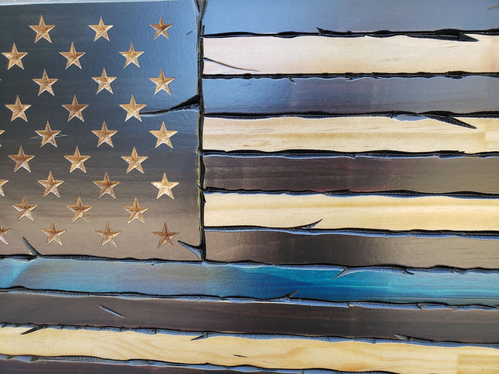 Tattered Thin Blue Line Police Flag Plain - Etsy