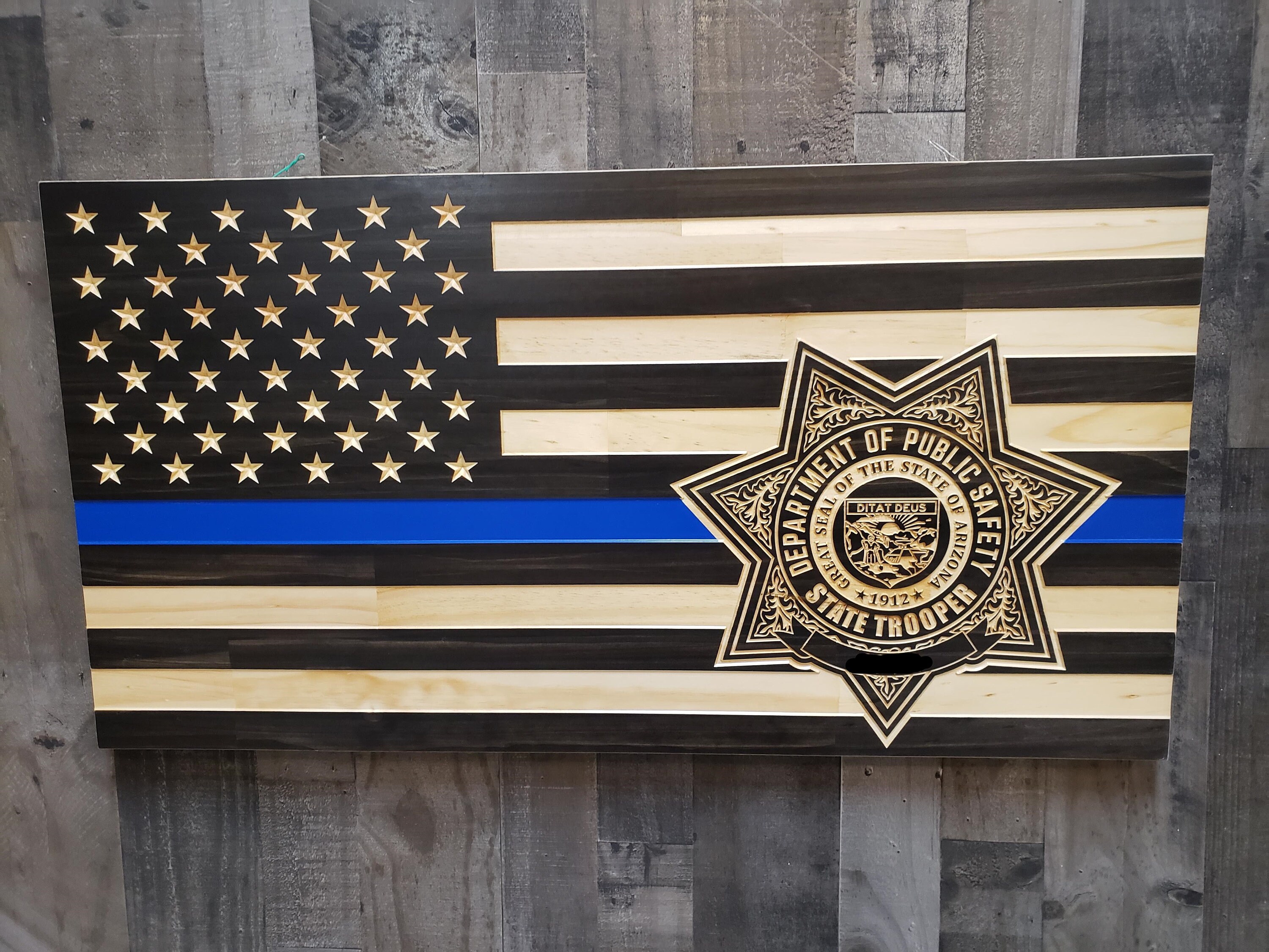Arizona State Police Thin Blue Line Rustic American Flag - Etsy