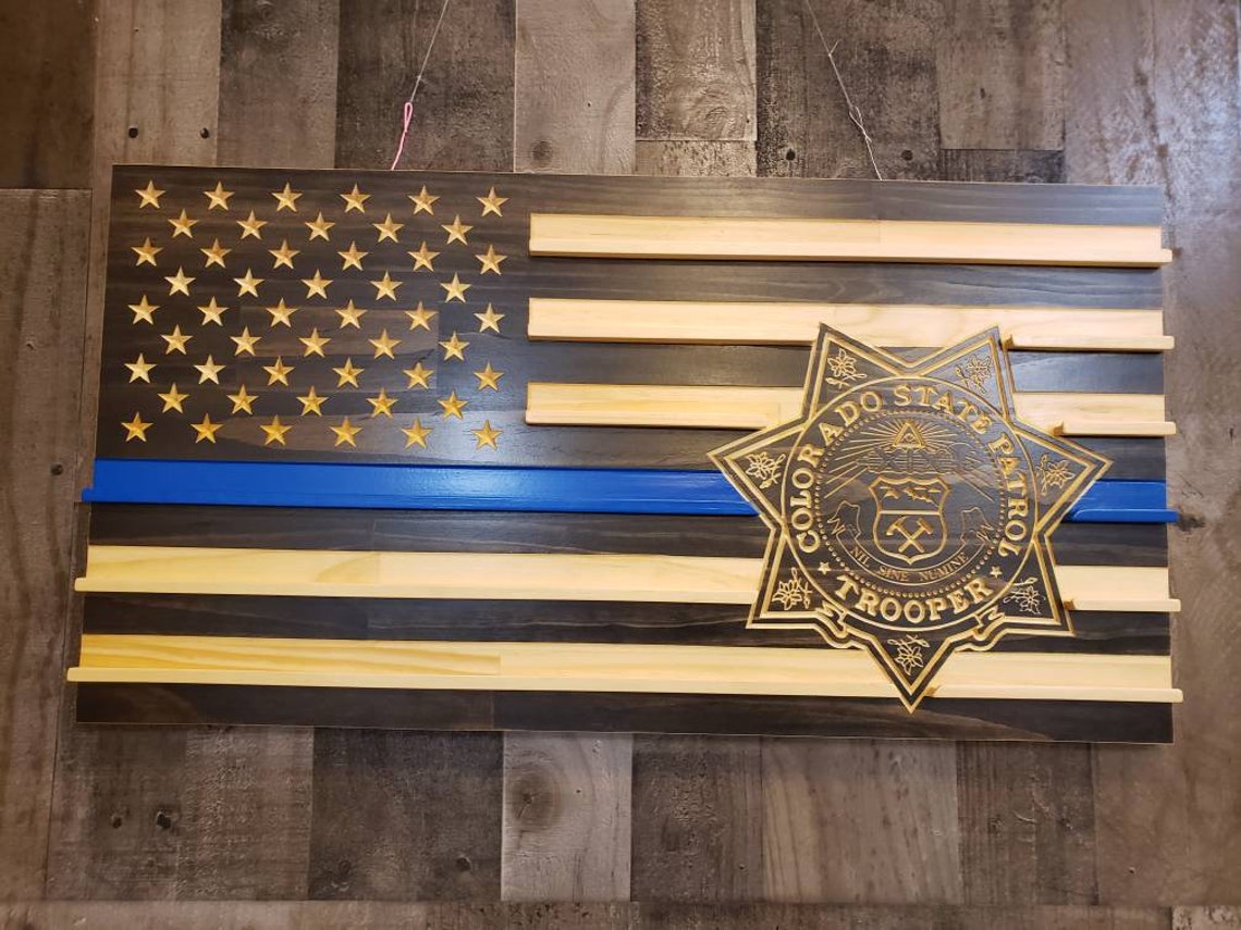 Colorado State Police Thin Blue Line Subdued American Flag - Etsy