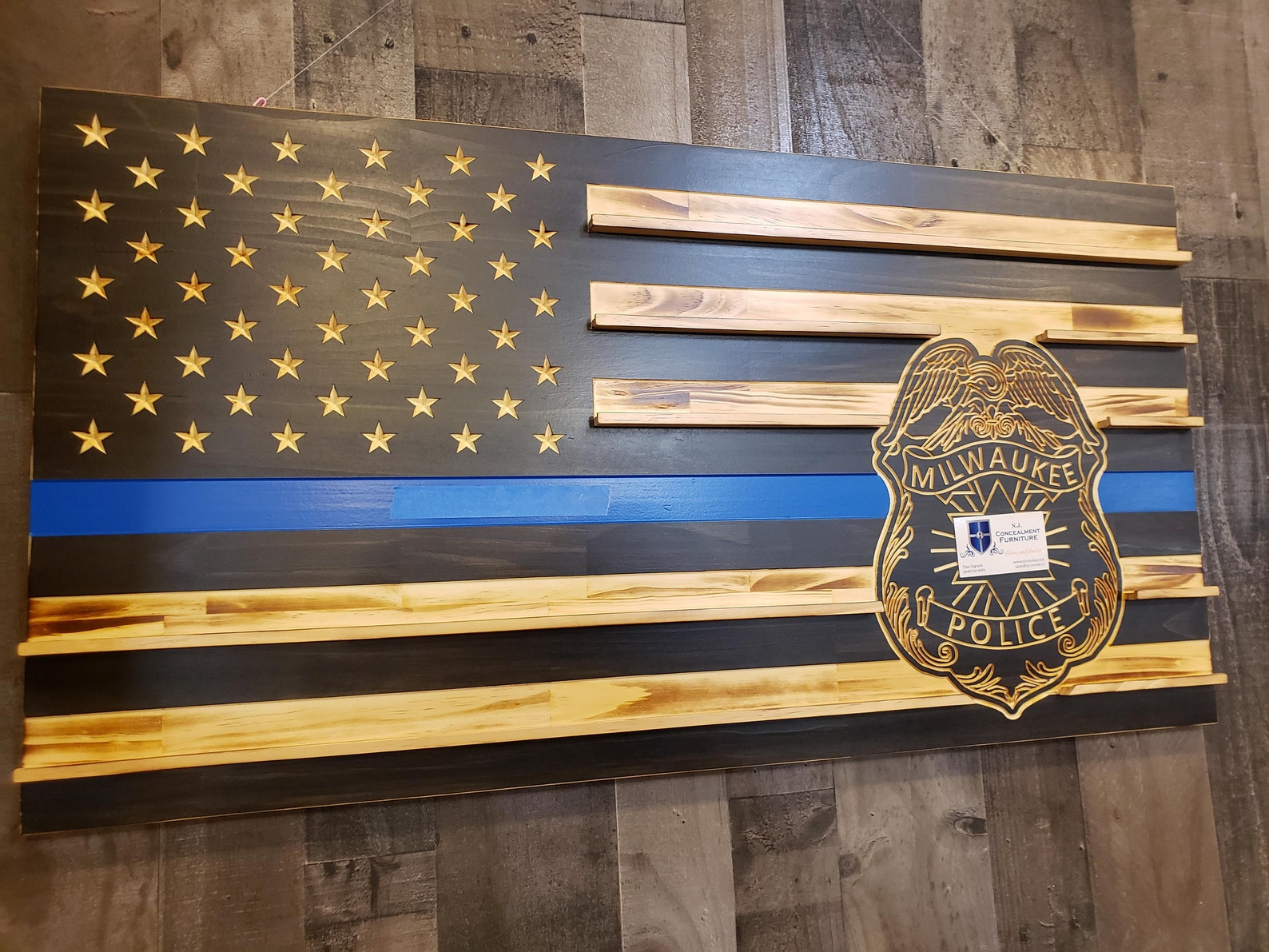 Milwaukee police badge thin blue line Subdued American flag - Etsy België