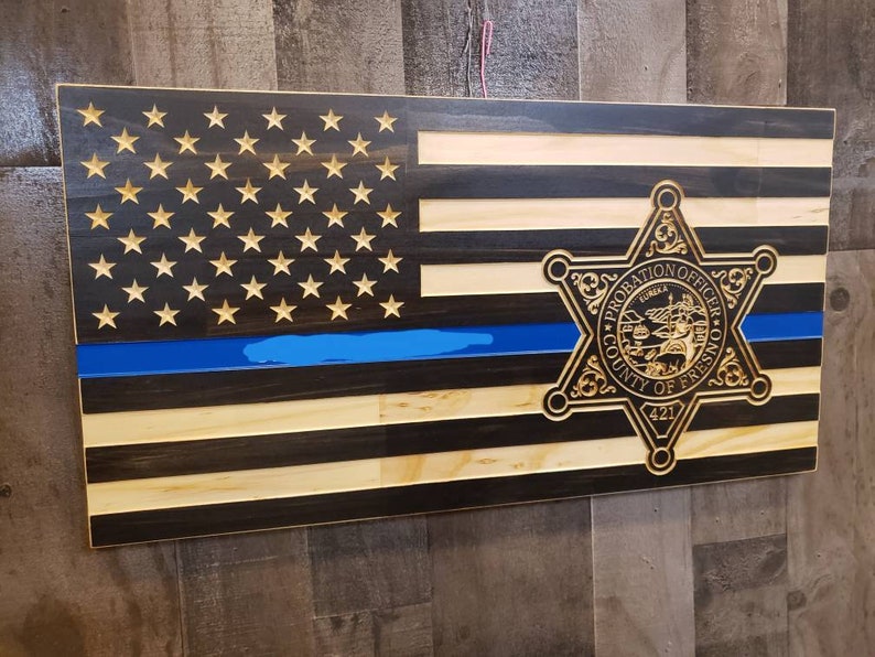 Fresno County Probation Thin Blue Line Subdued American Flag - Etsy