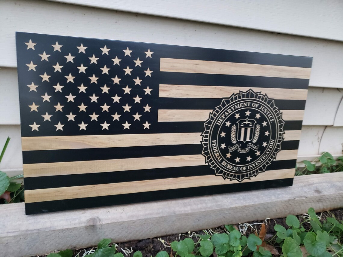 FBI Laser Engraved Wood American Flag. - Etsy