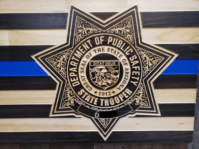 Arizona State Police Thin Blue Line Rustic American Flag - Etsy