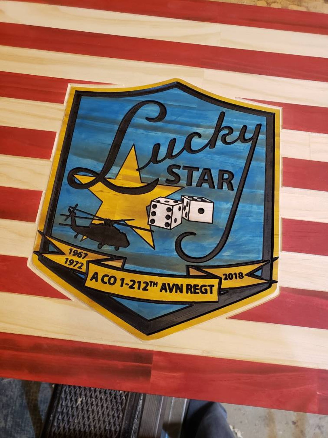 Lucky Star Rustic American Flag 1-212th Aviation Regiment - Etsy