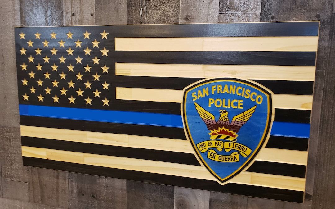 San Francisco Police Department Thin Blue Line Subdued American Flag - Etsy
