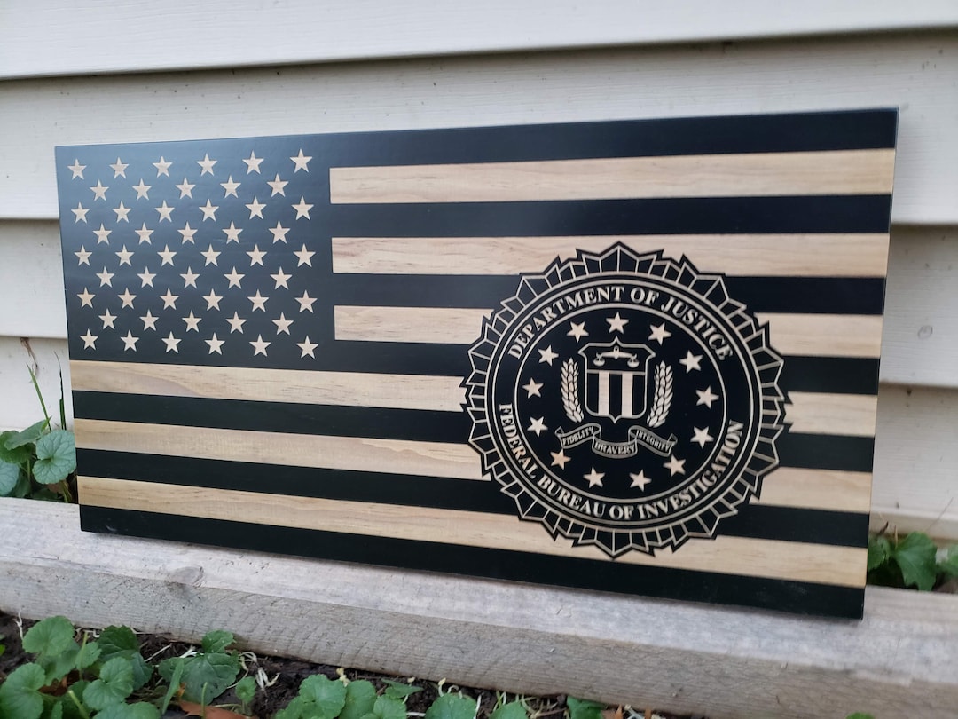 FBI Laser Engraved Wood American Flag. - Etsy