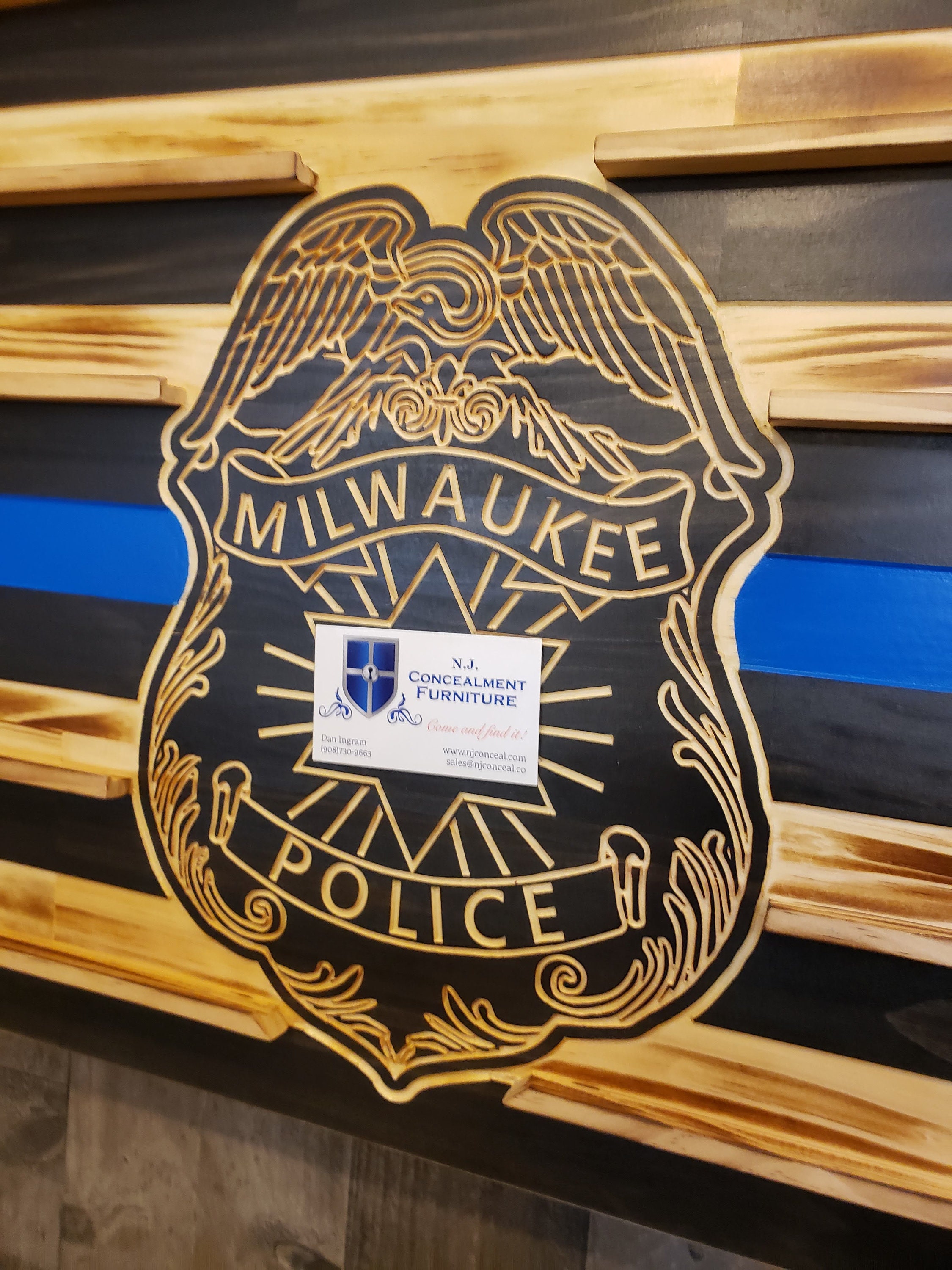 Milwaukee police badge thin blue line Subdued American flag - Etsy België