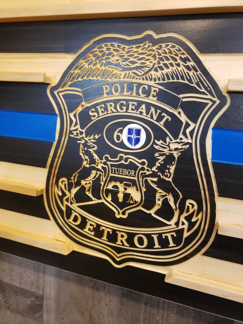 Detroit Police Department Thin Blue Line Subdued American Flag - Etsy