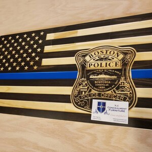 Boston Police Department Thin Blue Line Subdued American Flag, - Etsy