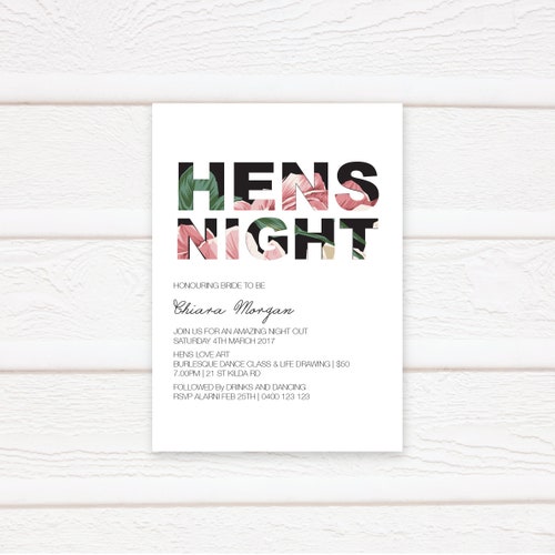 Hens Party Invitation & Itinerary Bachelorette Invitation - Etsy