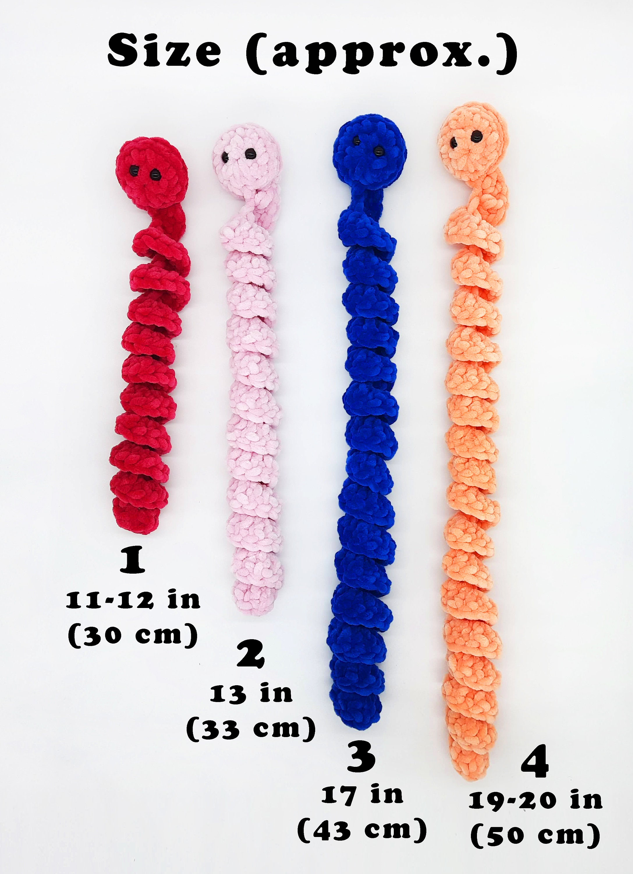 Large Worry Worm Pet With Safe Eyes Plush Anxiety Relief Toy Pleasant ...
