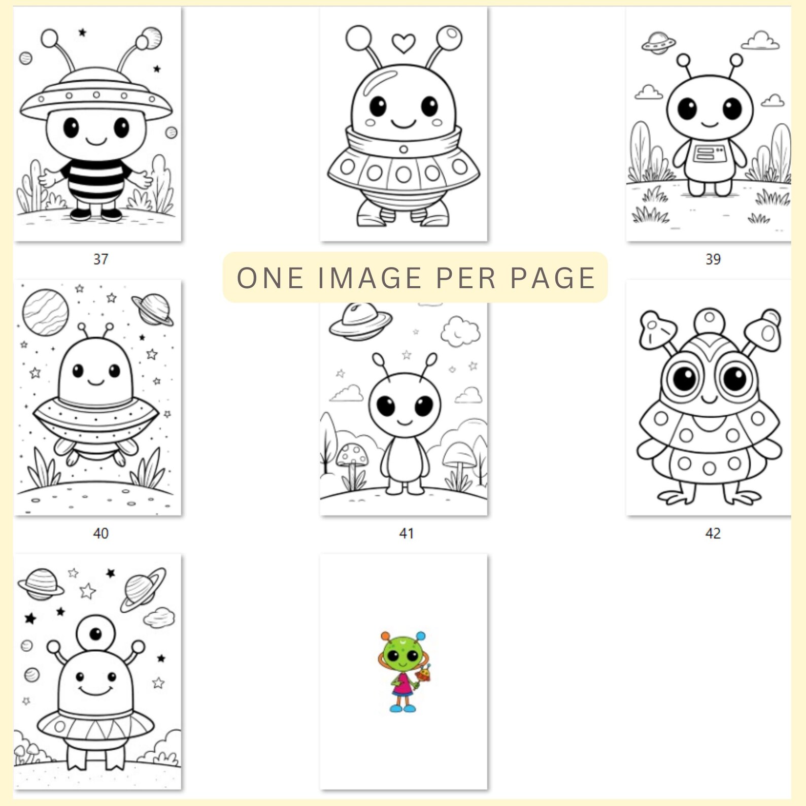 Alien Coloring Pages for Kids: Space-themed Activity (digital Download ...