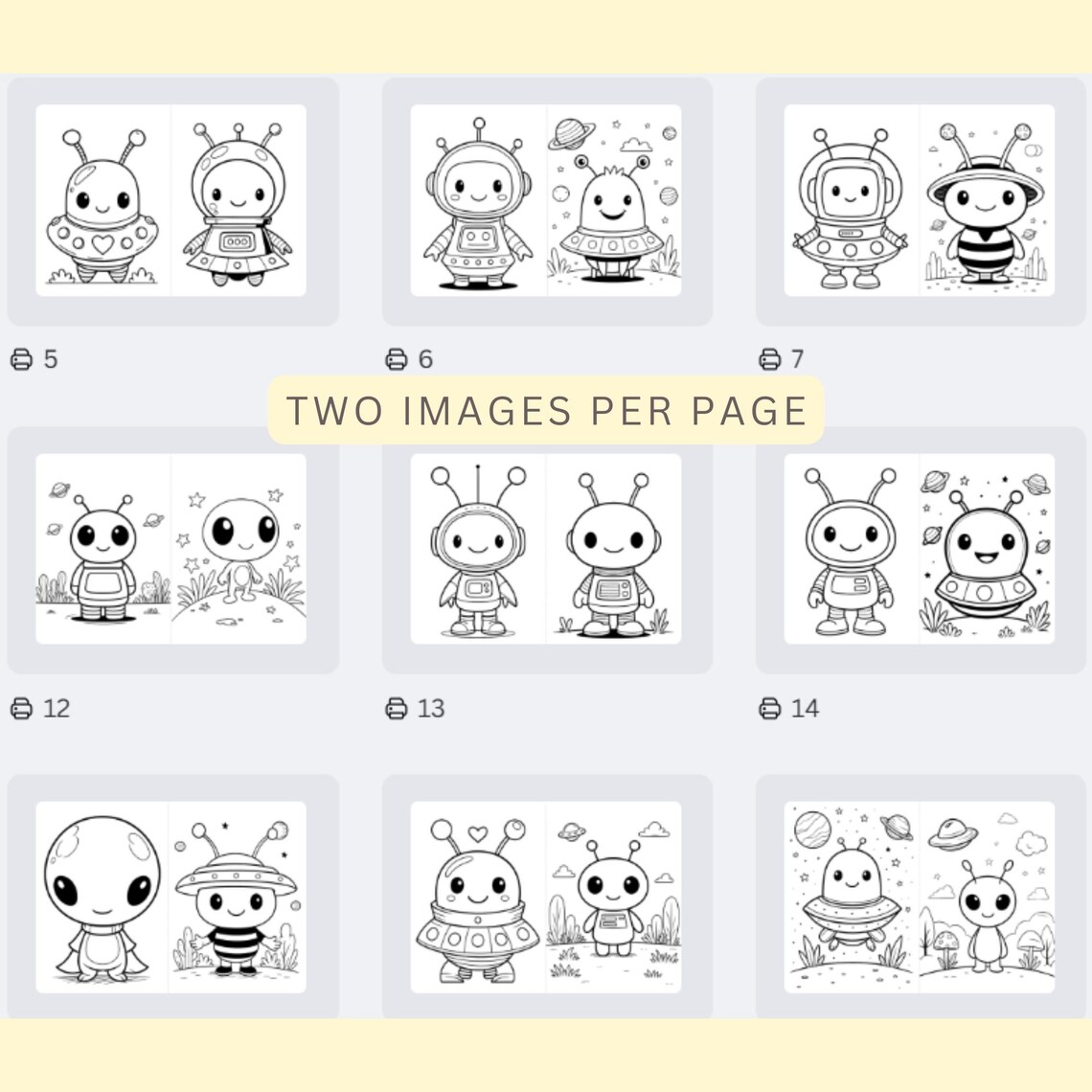 Alien Coloring Pages for Kids: Space-themed Activity (digital Download ...