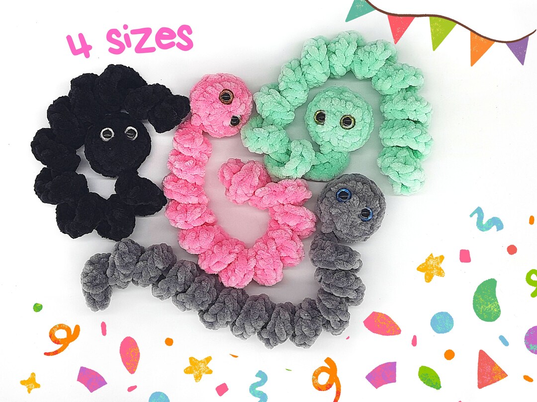 Large Worry Worm With Sparkly Eyes Pet With Safe Eyes Plush Anxiety ...