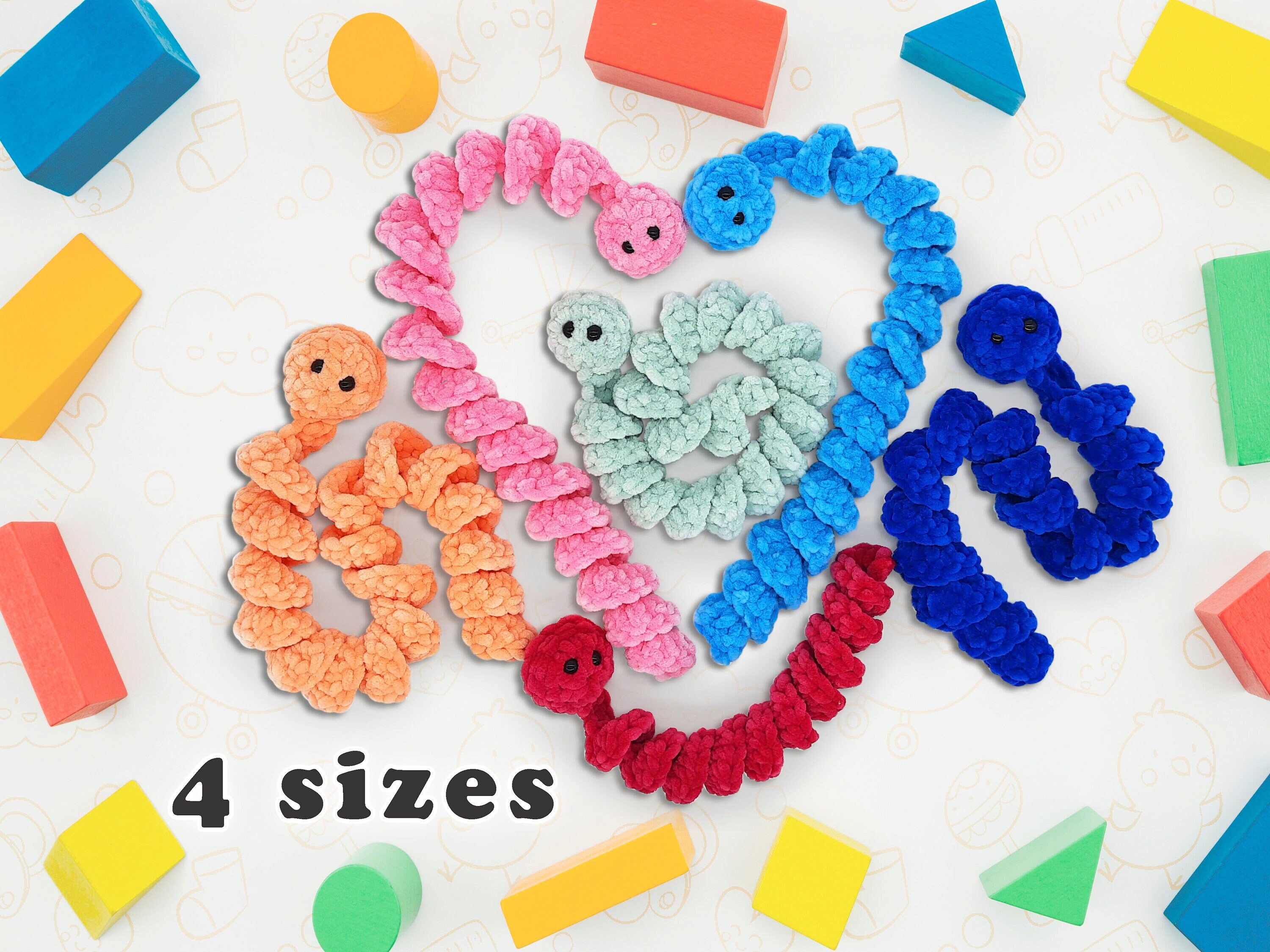 Large Worry Worm Pet With Safe Eyes Plush Anxiety Relief Toy Pleasant ...