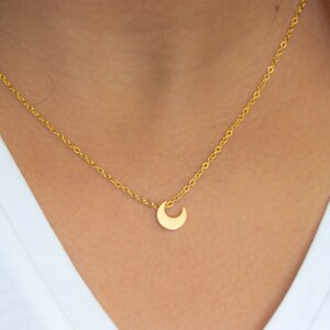 Tiny Moon Necklace, Bridesmaid Gift , Dainty Moon Necklace, Rose Gold ...