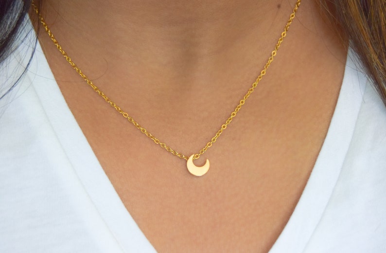 Tiny Moon Necklace Bridesmaid Gift Dainty Moon Necklace - Etsy