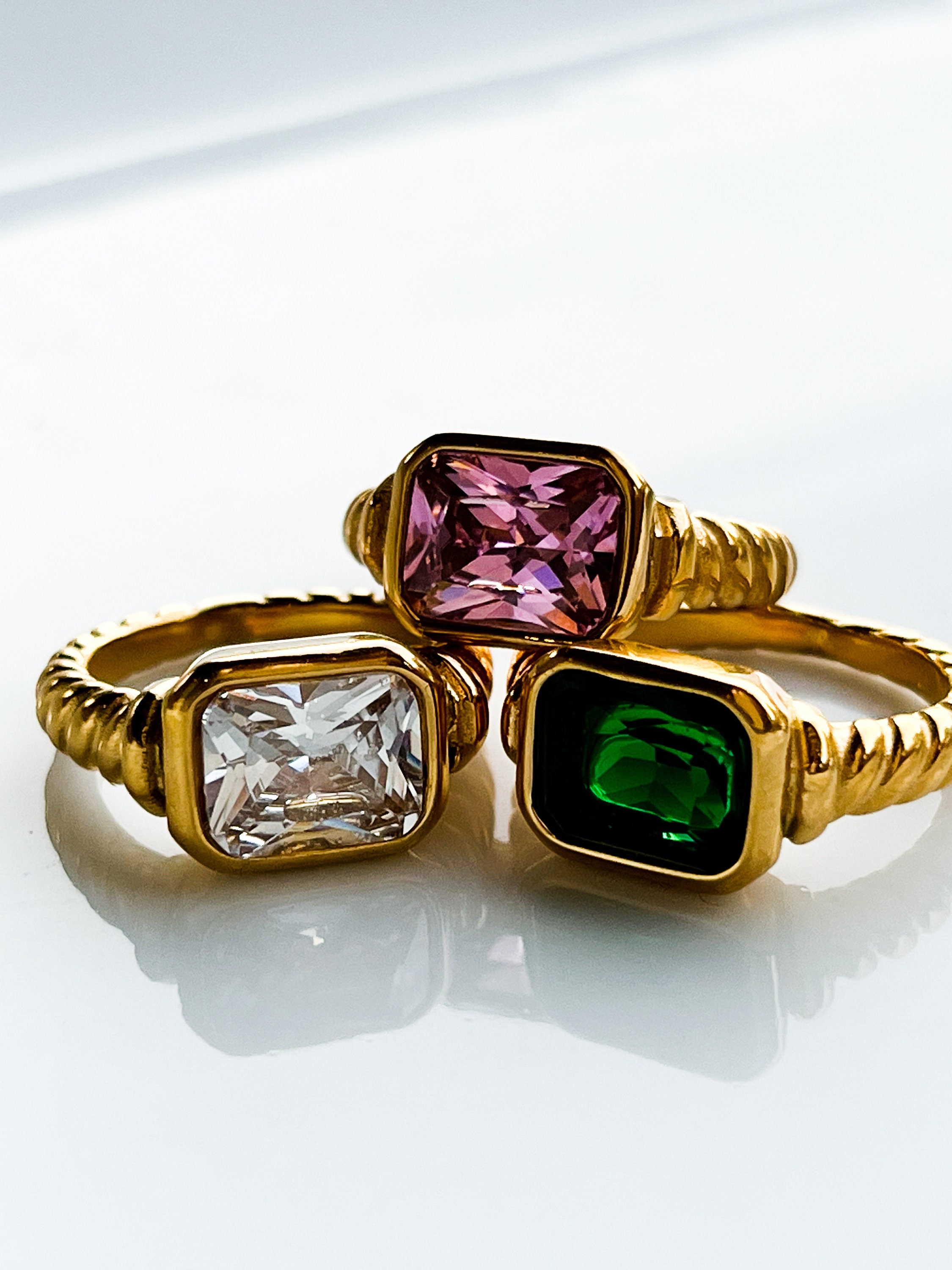 Big Stone Ring, Stone Ring, White Stone Ring, Pink Stone Ring , Emerald ...