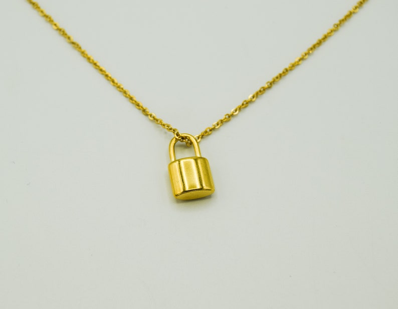 Dainty Lock Chain Necklace Lock Necklace Lock Chain Layering | Etsy