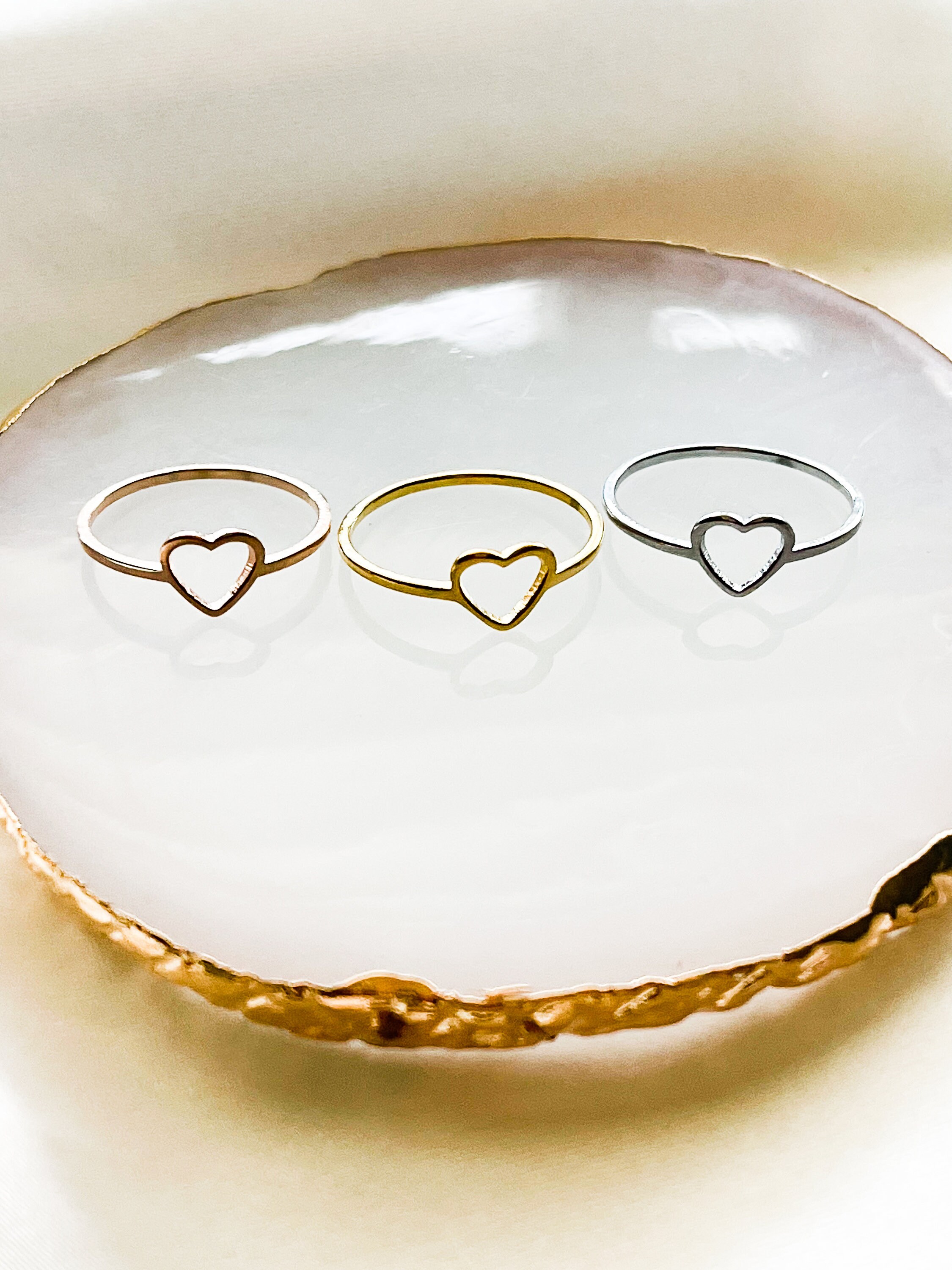 Dainty Heart Ring Silver Gold Heart Ring Delicate Ring - Etsy