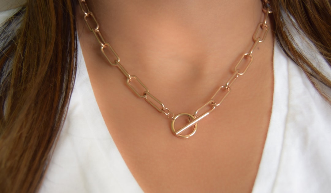 Paperclip Chain Necklace, Chain Link Necklace, Chain Layering Necklace ...