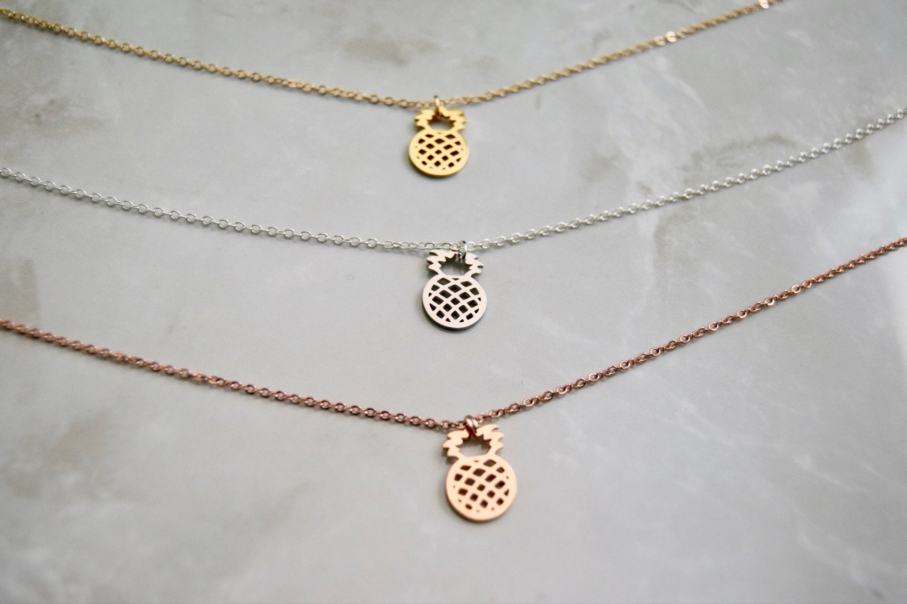 Dainty Pineapple Necklace, Rose Gold, Gold, Silver Plated - Etsy