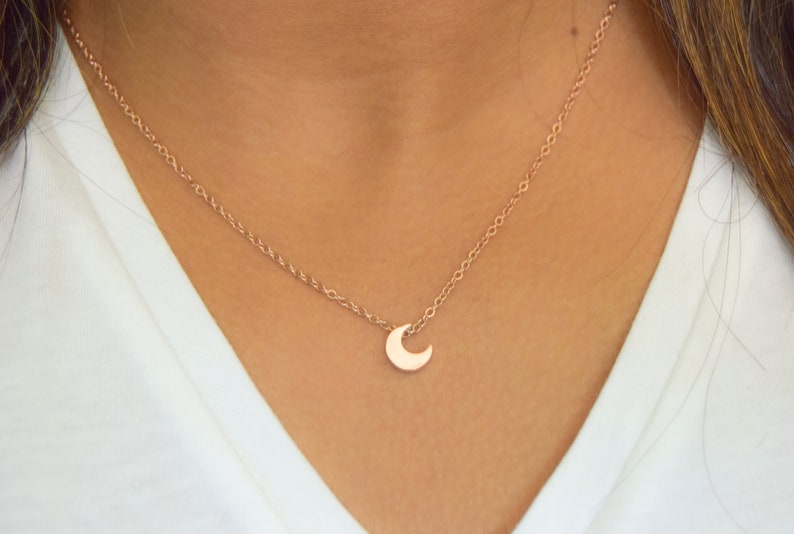 Tiny Moon Necklace Bridesmaid Gift Dainty Moon Necklace - Etsy