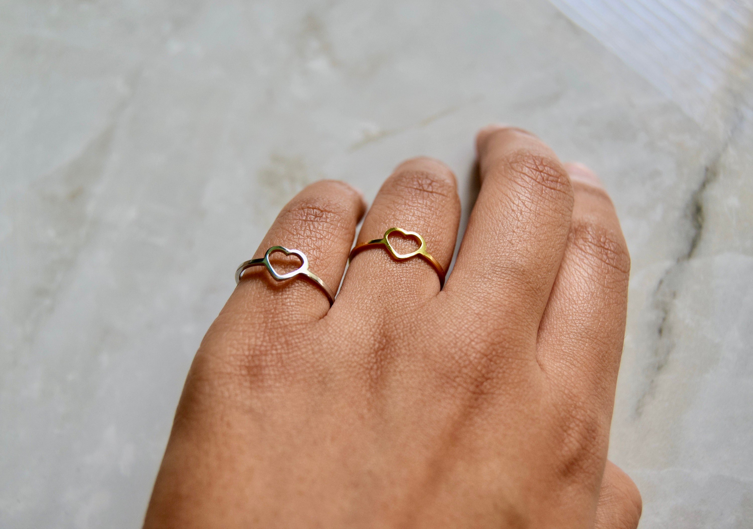 Dainty Heart ring Silver Gold heart ring delicate ring | Etsy