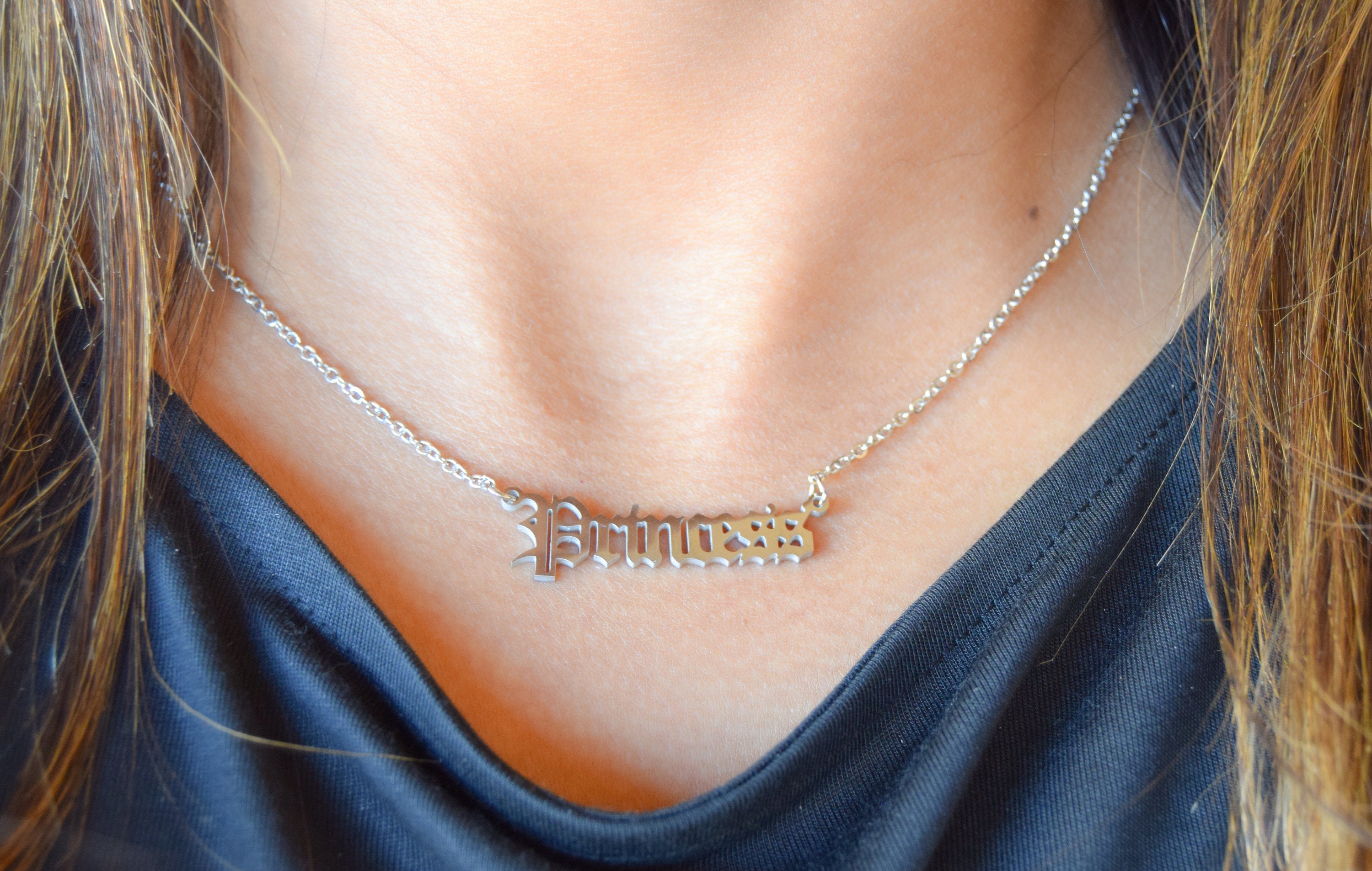 Princess necklace princess name necklace Princess pendant | Etsy
