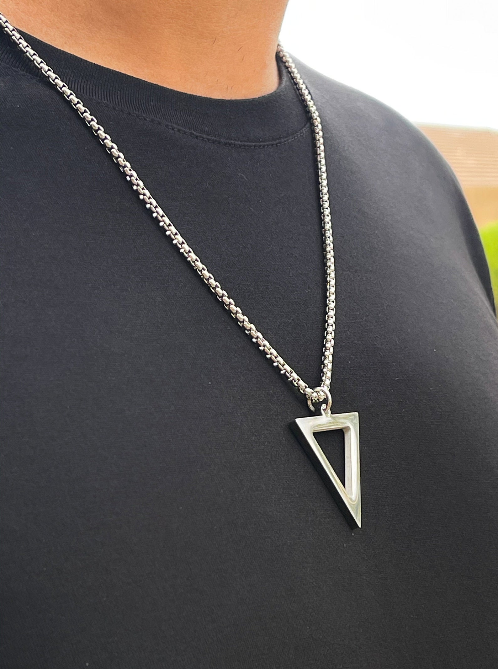 Triangle necklace for men groomsmen gift men's necklace | Etsy