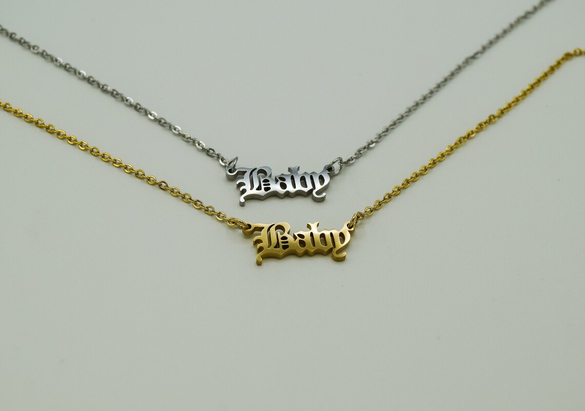 Baby Necklace Baby Name Necklace Baby Pendant Baby Chain - Etsy