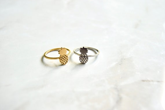 Pineapple Ring Silver Gold Pineapple Ring Delicate Ring - Etsy